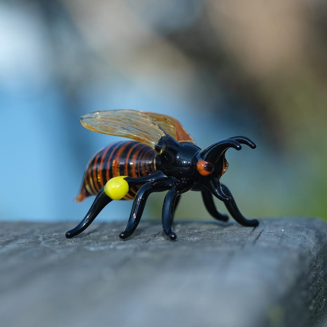 Blown Glass Bee Figurines, Murano Glass, Honey Bee, Collectible Bee ...