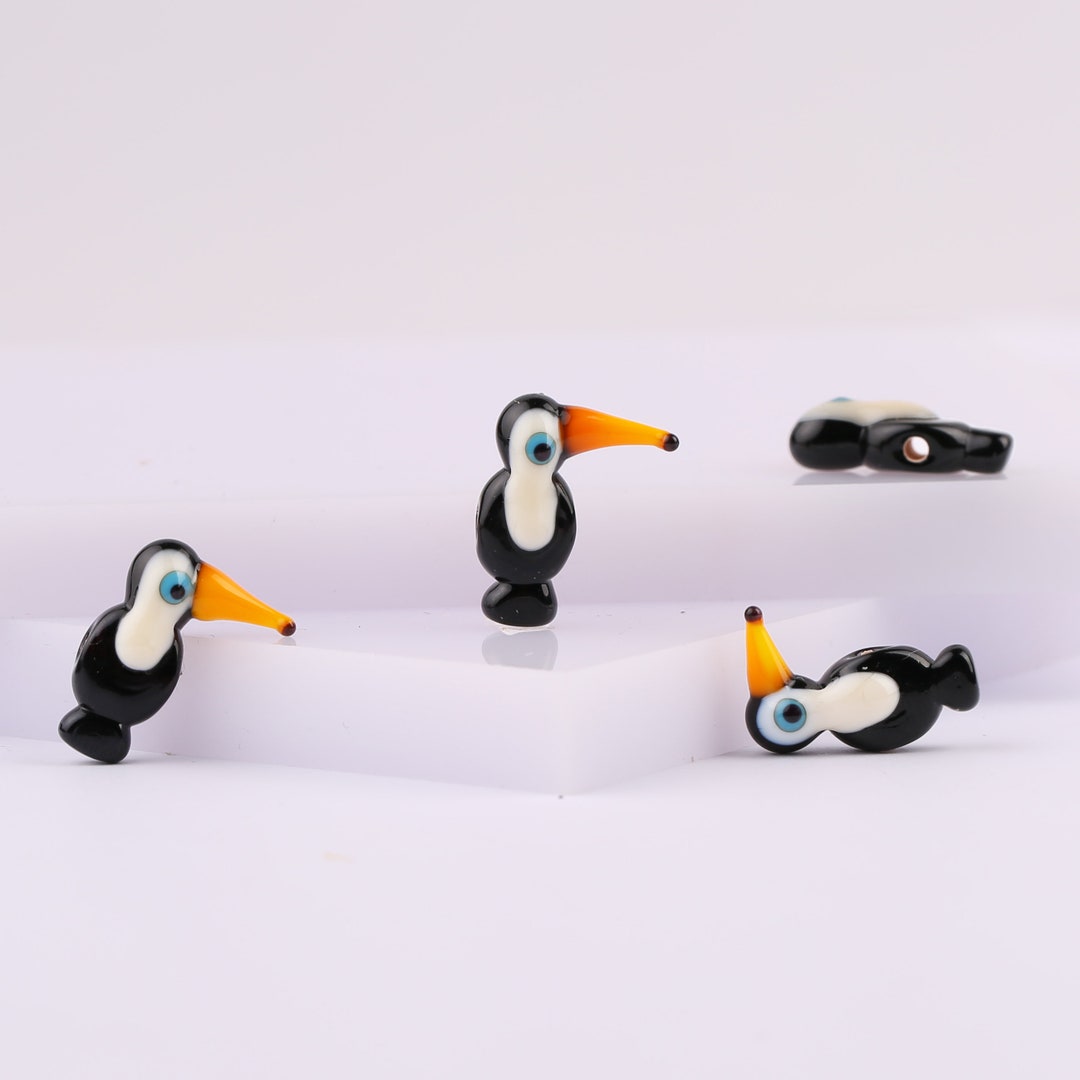 Murano Glass Toucan Bird Bead, Lampwork Earring Bead, Spacer Bead ...