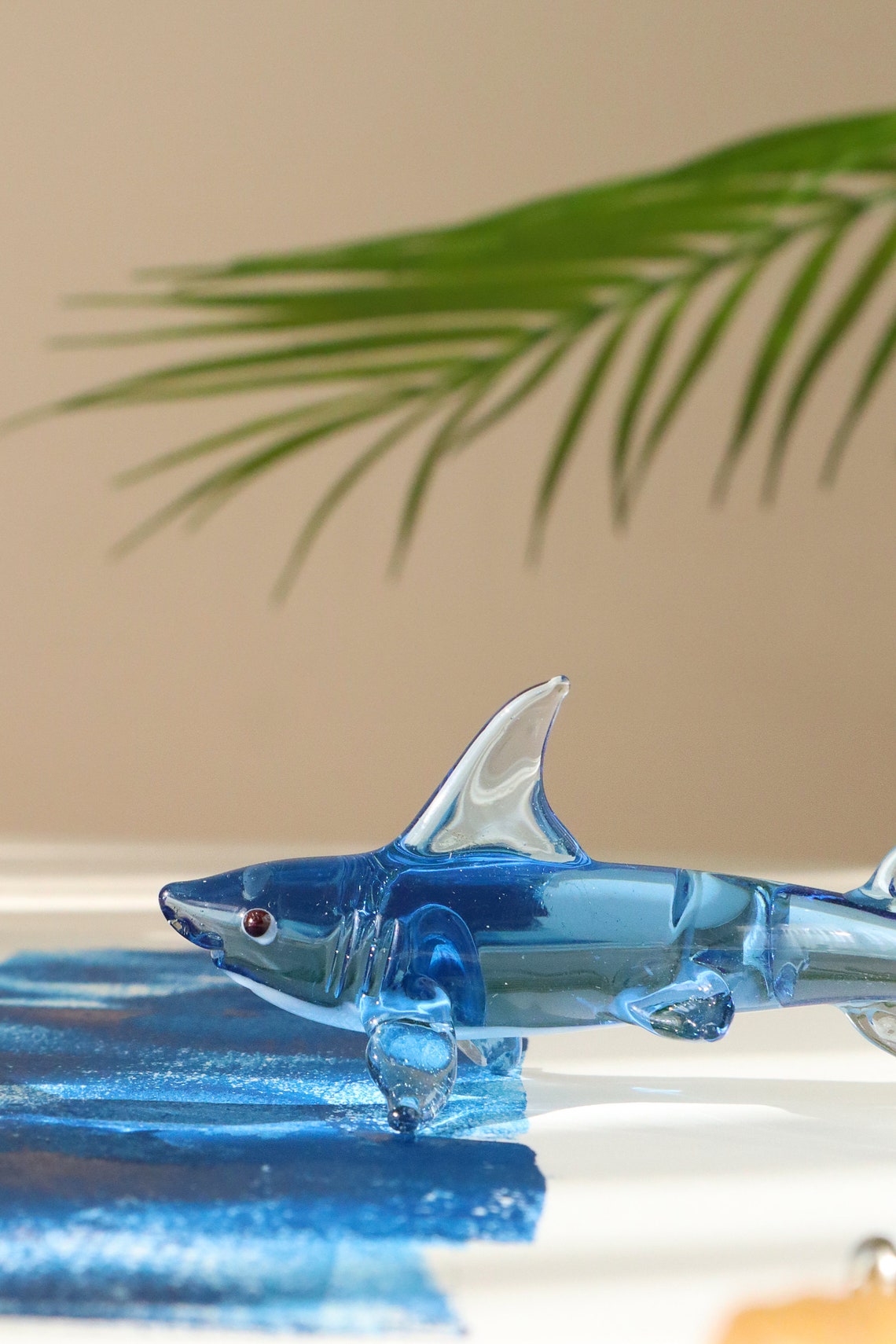 Glass Shark Figurine, Art Glass Fish, Blown Glass Shark, Shark ...