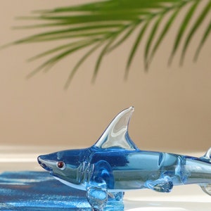 Glass Shark Figurine, Art Glass Fish, Blown Glass Shark, Shark ...