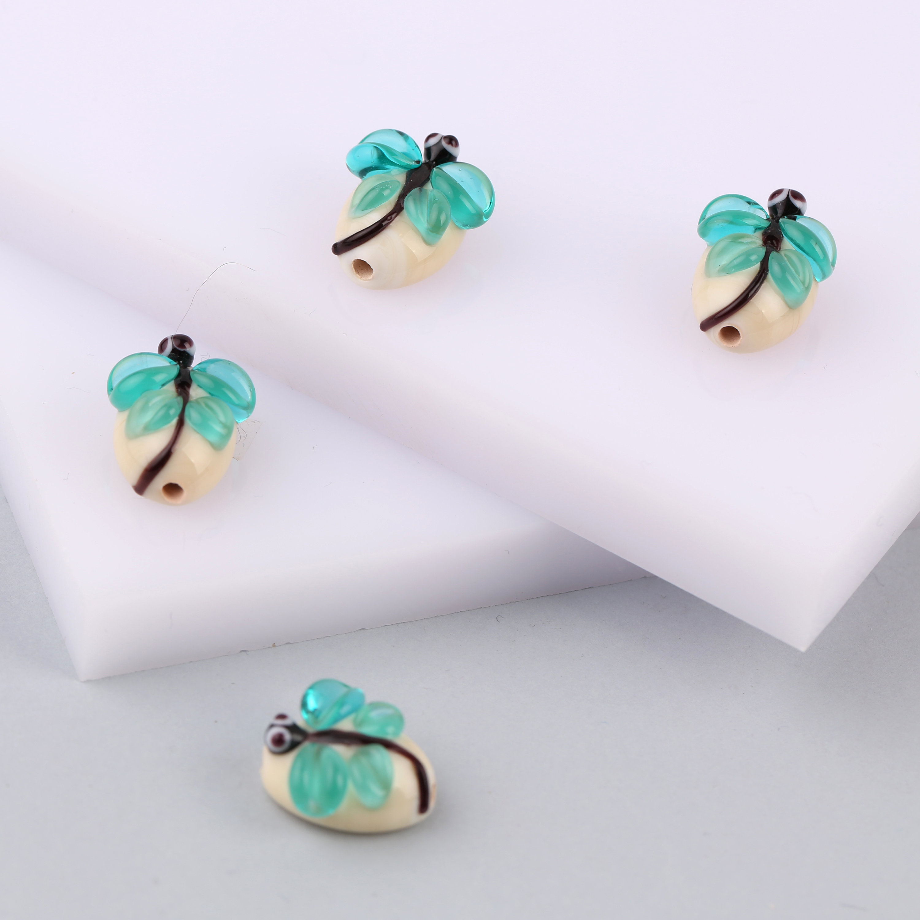 Dragonfly Glass Beads, Lampwork Insect Bead, Cute Colorful Dragonfly ...