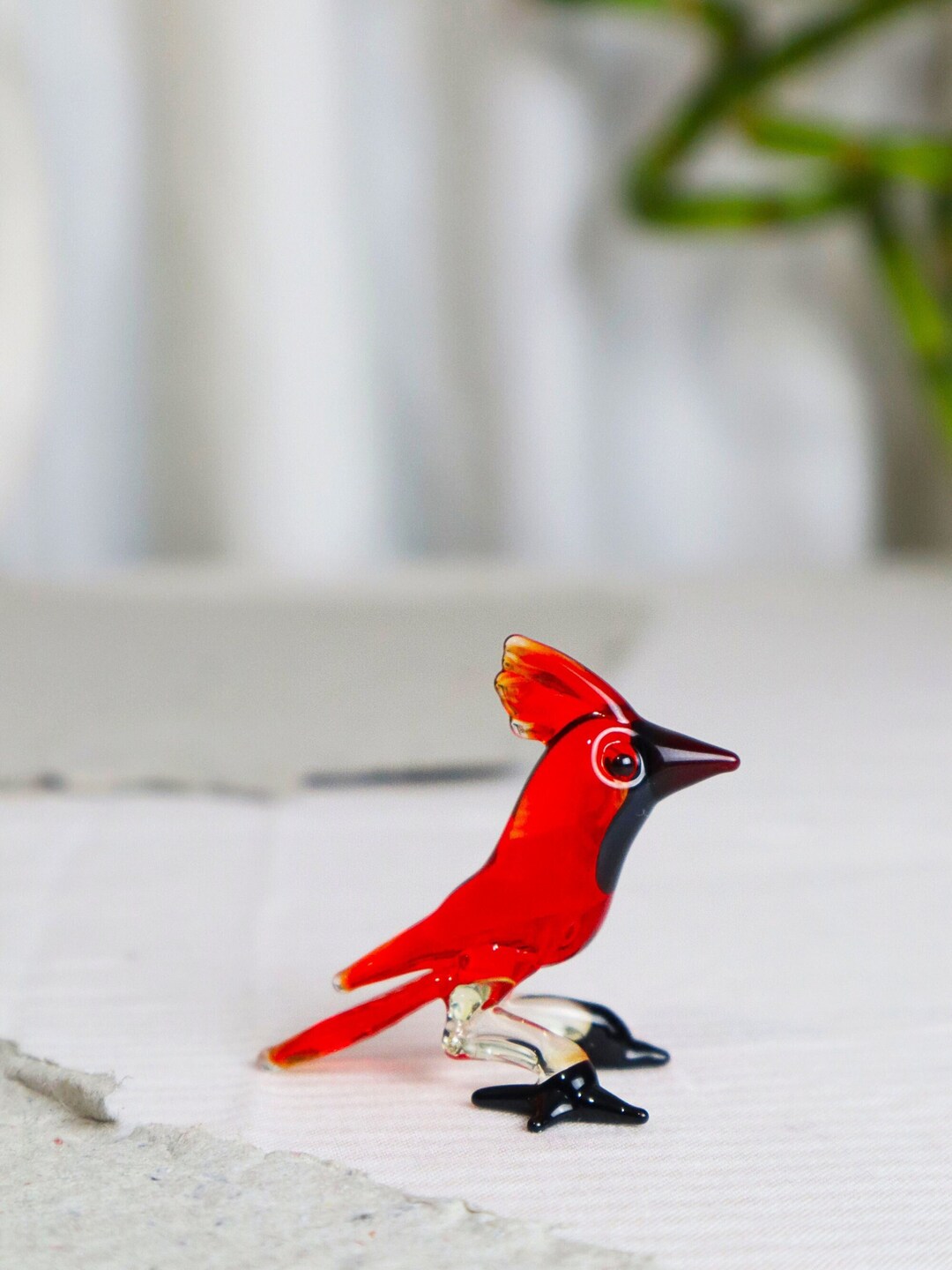 Red Cardinal Glass Bird, Handmade Red Bird, Art Glass Figures, Bird ...
