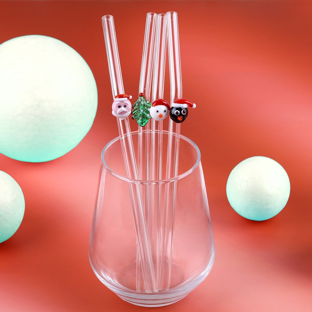 Christmas Party Glass Straw, Smoothie Straw, Xmas Cocktail Straws ...