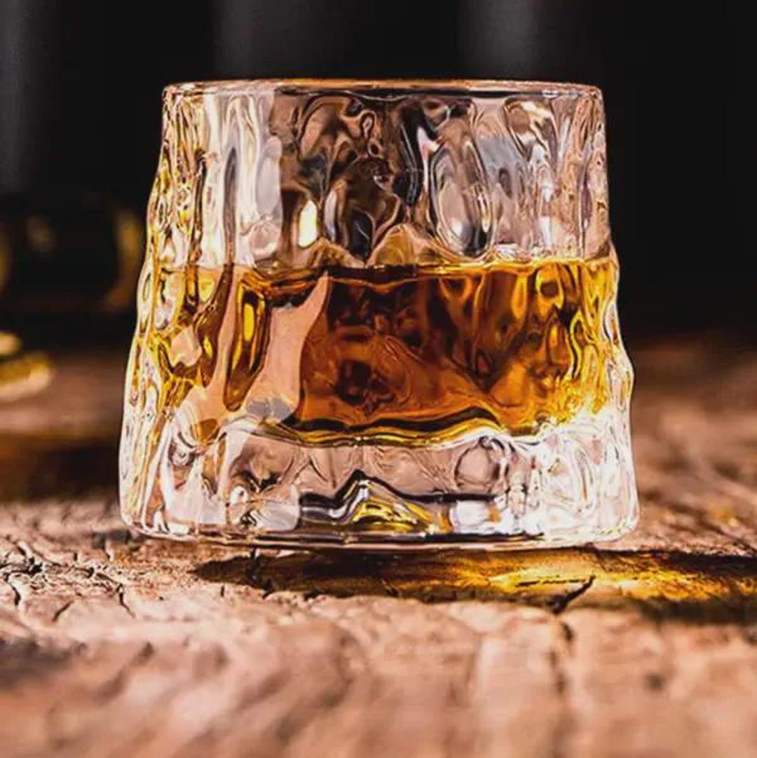 Spinning Whiskey Glass, Elegant Bourbon, Clear Scotch Glassware ...