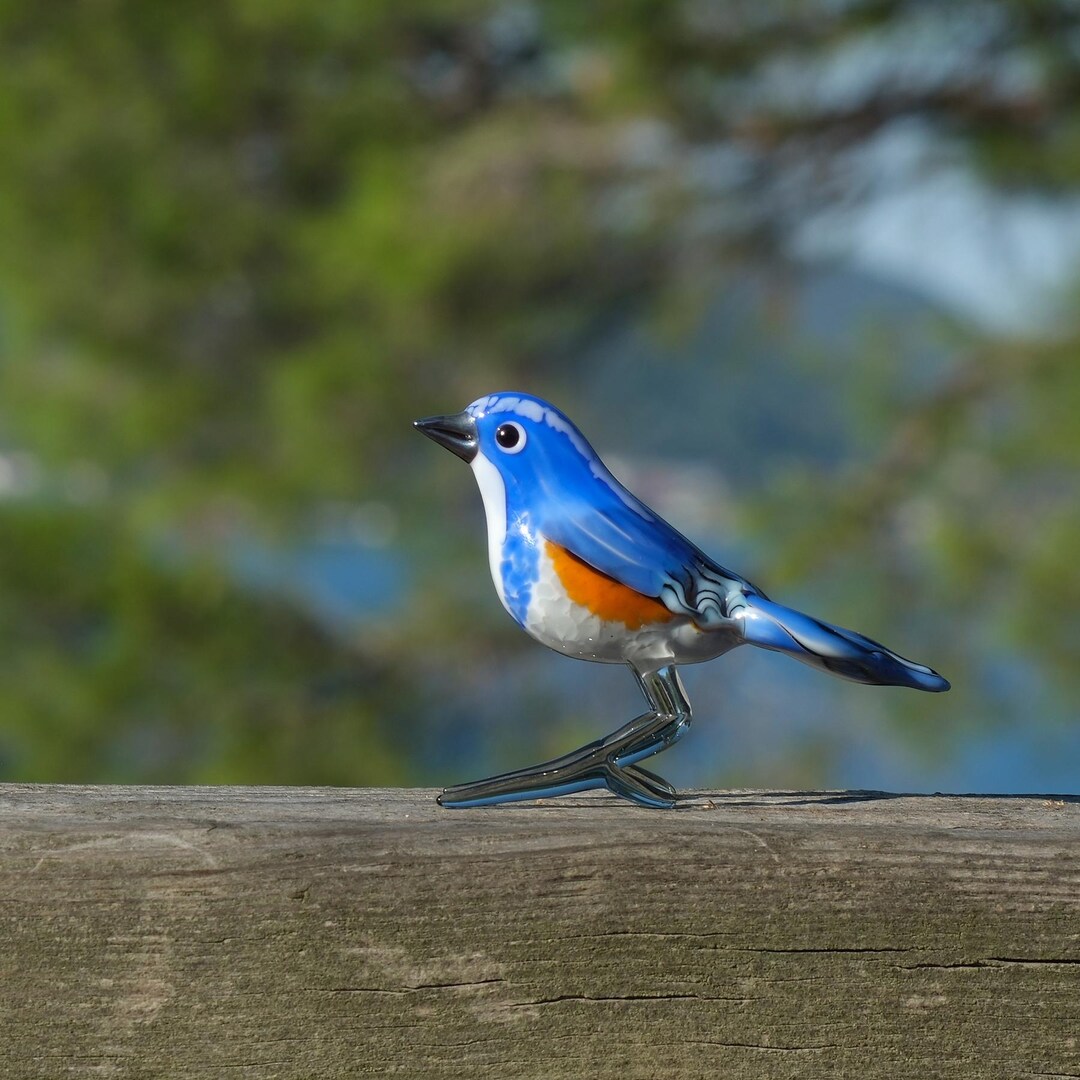 Eastern Bluebird Glass Figurine, Murano Glass Bird, Lampwork Bird ...