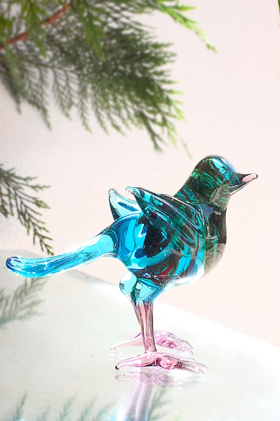 Art Glass Bird Murano Bird blown Glass Colorful Bird Little - Etsy