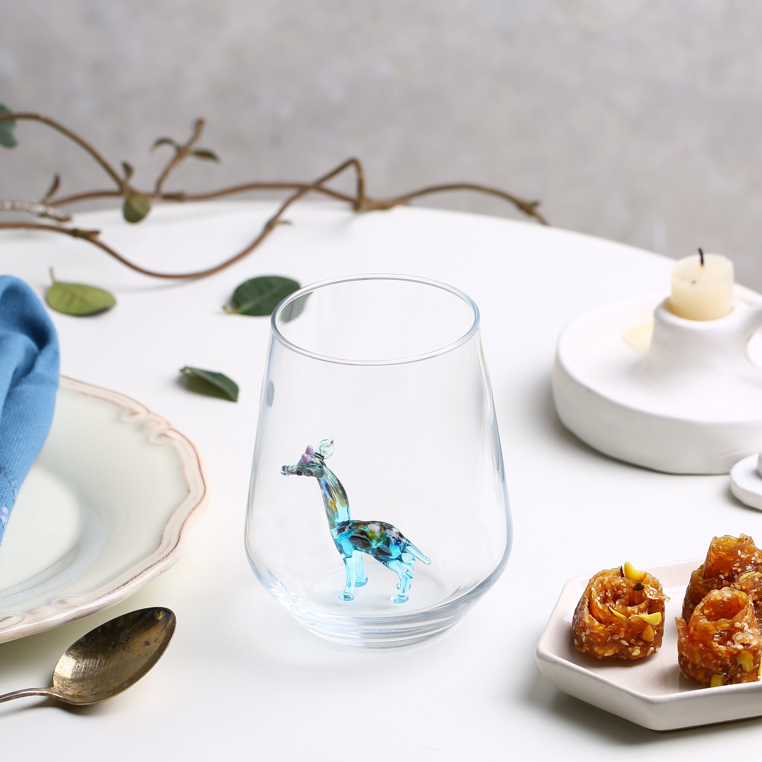 Drinking Glass Cup With Giraffe Figure, Animal Cup, Table Decor ...
