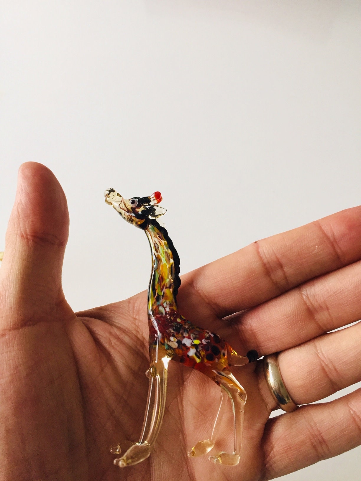 Art Glass Giraffe With Baby Sculpture Miniature Giraffe | Etsy