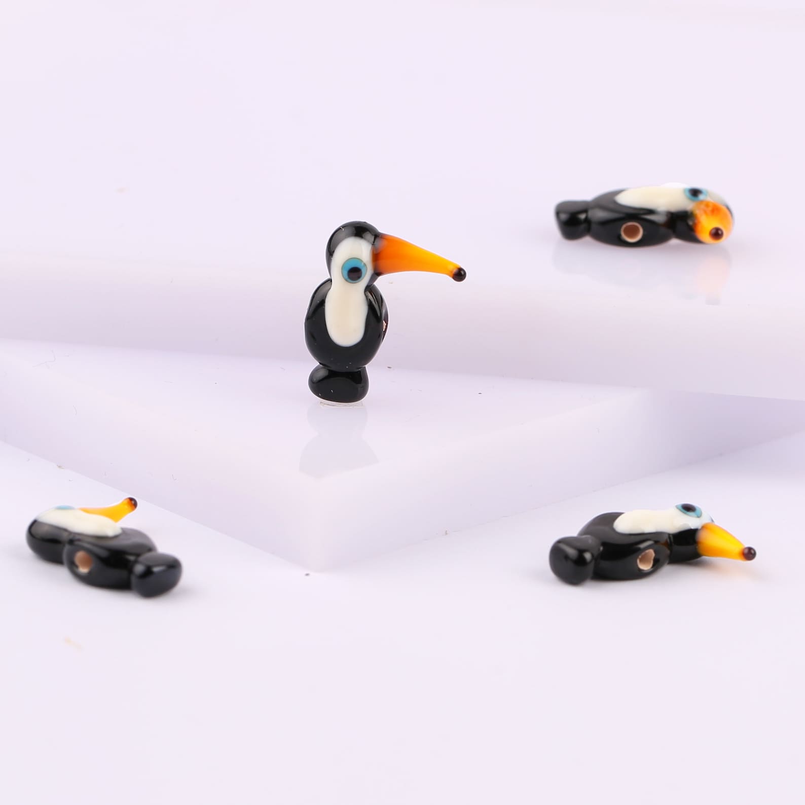 Murano Glass Toucan Bird Bead, Lampwork Earring Bead, Spacer Bead ...