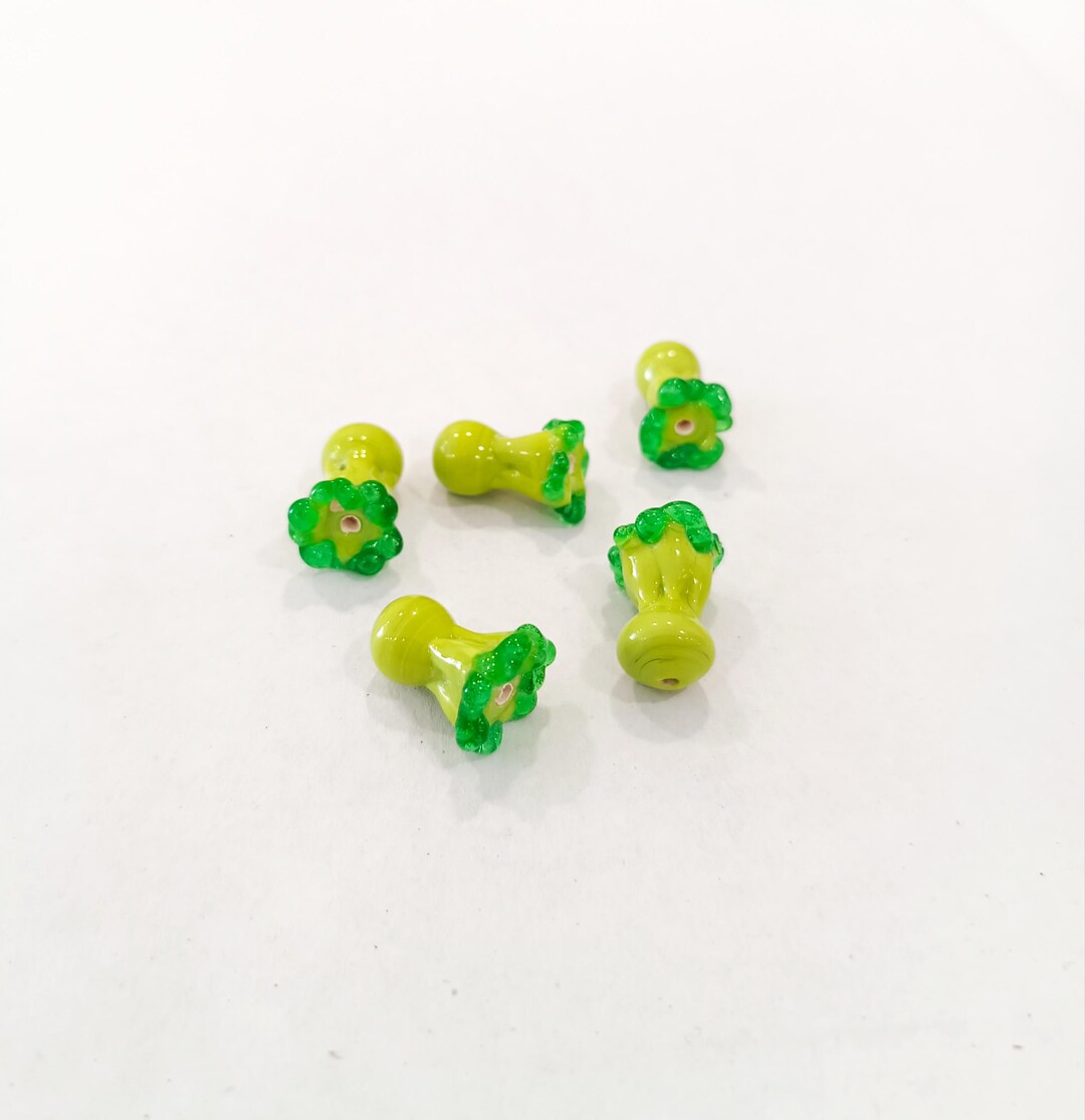 Murano Glass Broccoli Bead, Green Vegetable Charms, Lampwork Earring ...