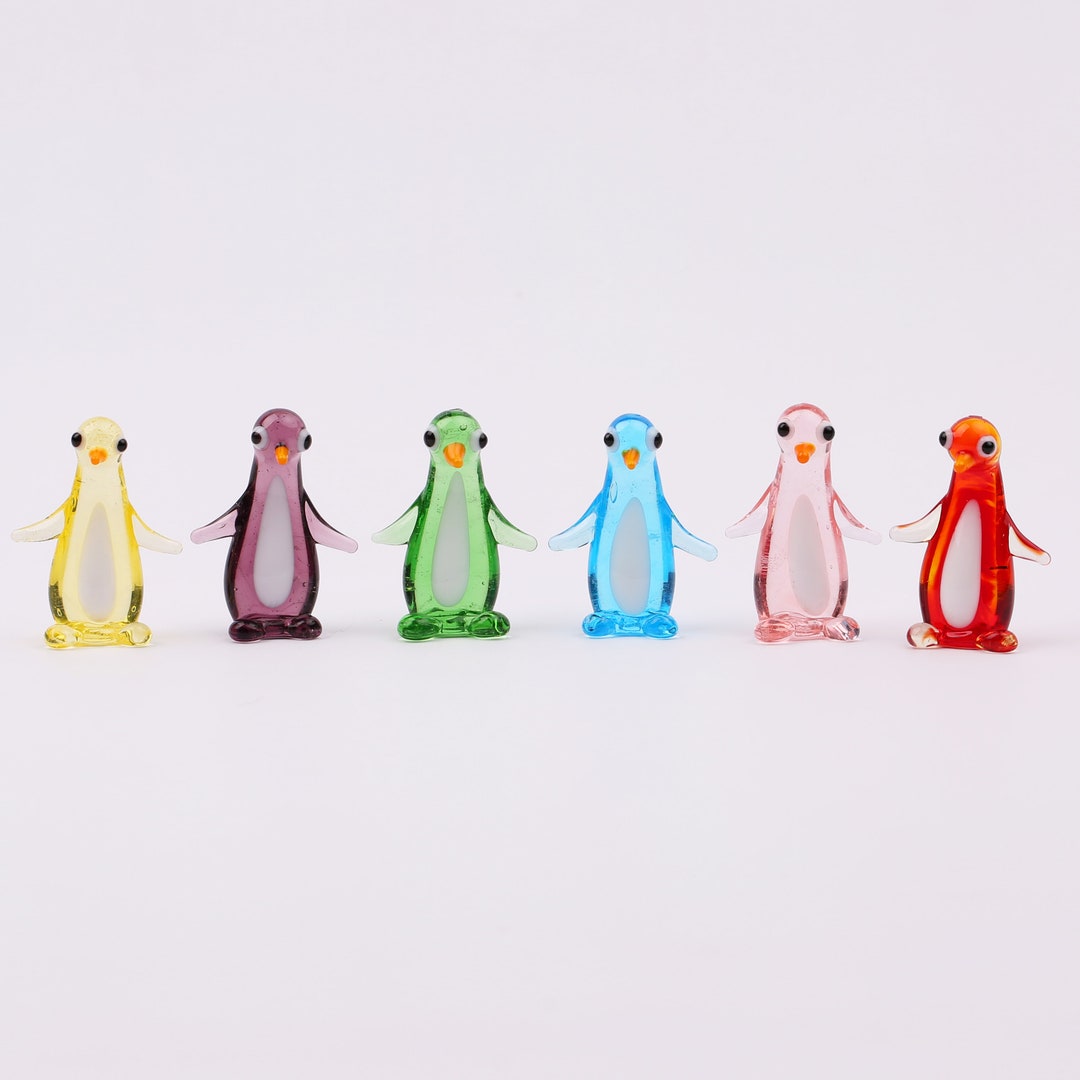Lampwork Glass Miniature Penguin Figure, Small Glass Animals, Cute ...