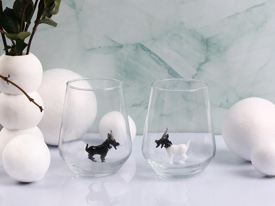 Black Goat Drink Glass, White Goat Glass Mug, Water Cup, Farm Animal ...