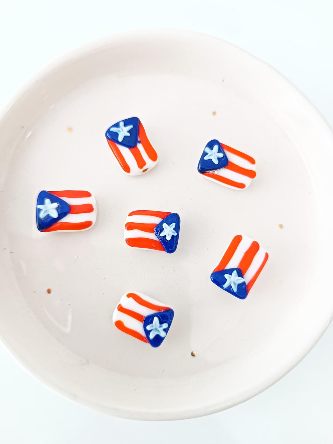 Murano Glass Puerto Rico Flag Bead, Puerto Rican Small Island Charm ...