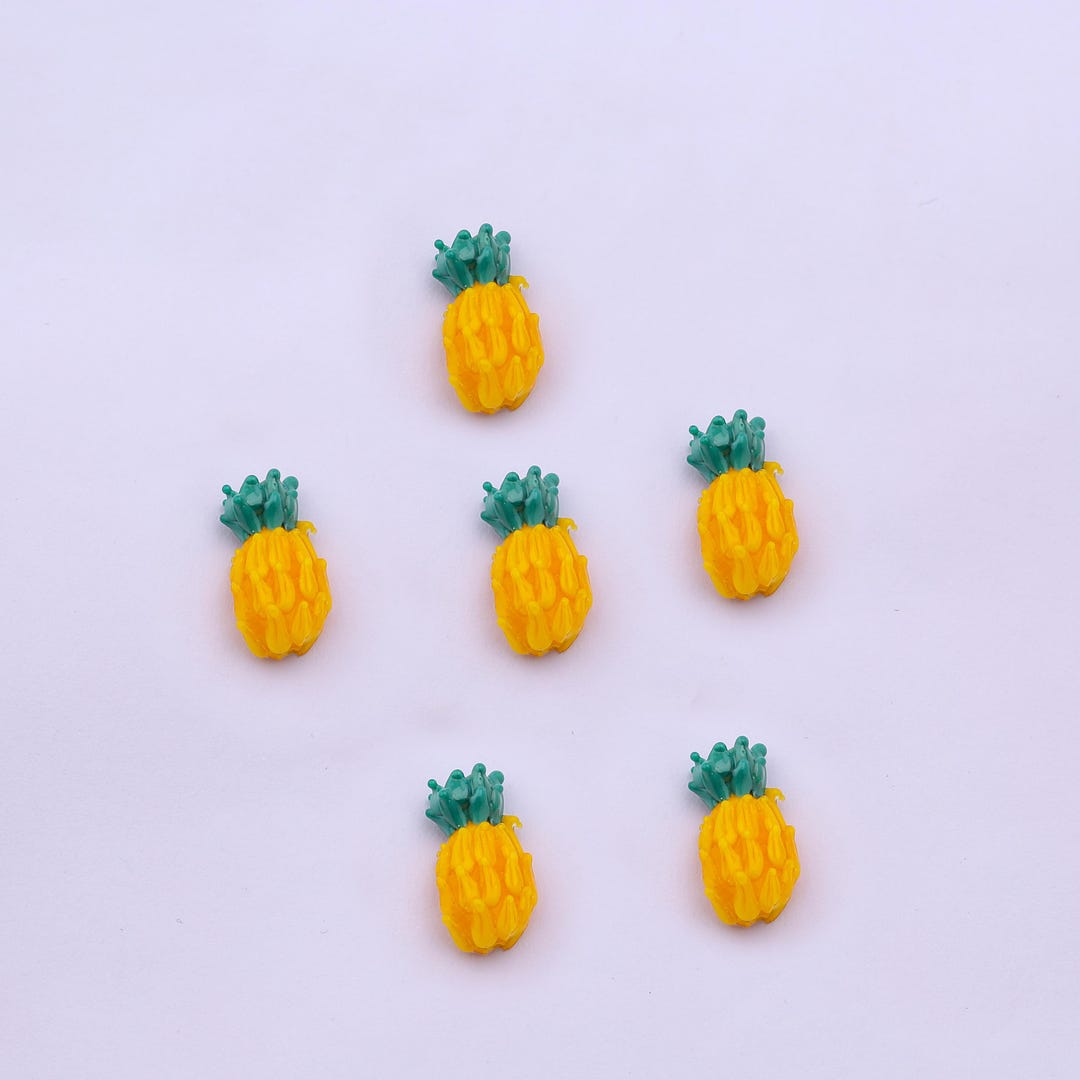 Murano Glass Pineapple Bead, Yellow Fruit Spacer Charms, Lampwork Fruit ...