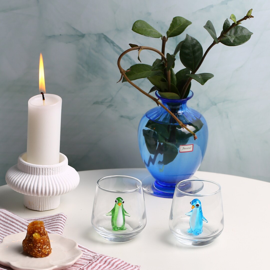 Penguin Shot Glasses, Animal Shot Glass, Cute Penguin in Glass Mug ...