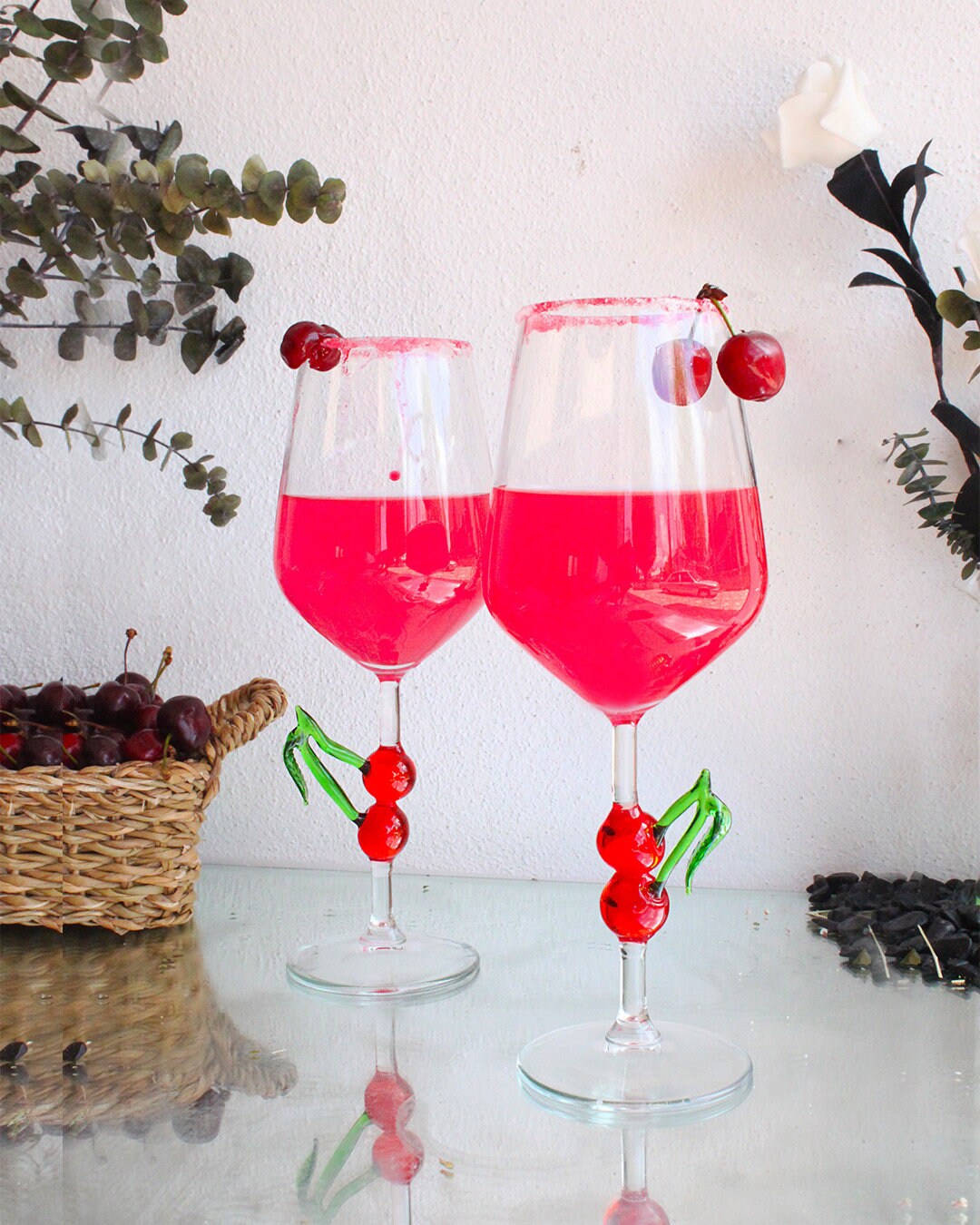 Cherry Hand Blown Glasses,wine Glasses Wedding,barware Cherry Glasses ...