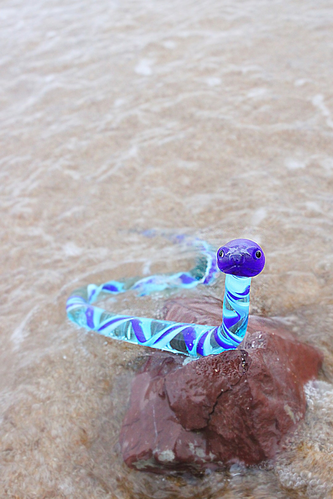 G Lass Striped Snake Figurine, Snake Sculpture, Murano Glass, Blown ...