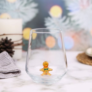 Gingerbread Man Themed Glass Cup, Christmas Mug, Holiday Drinking Cup ...