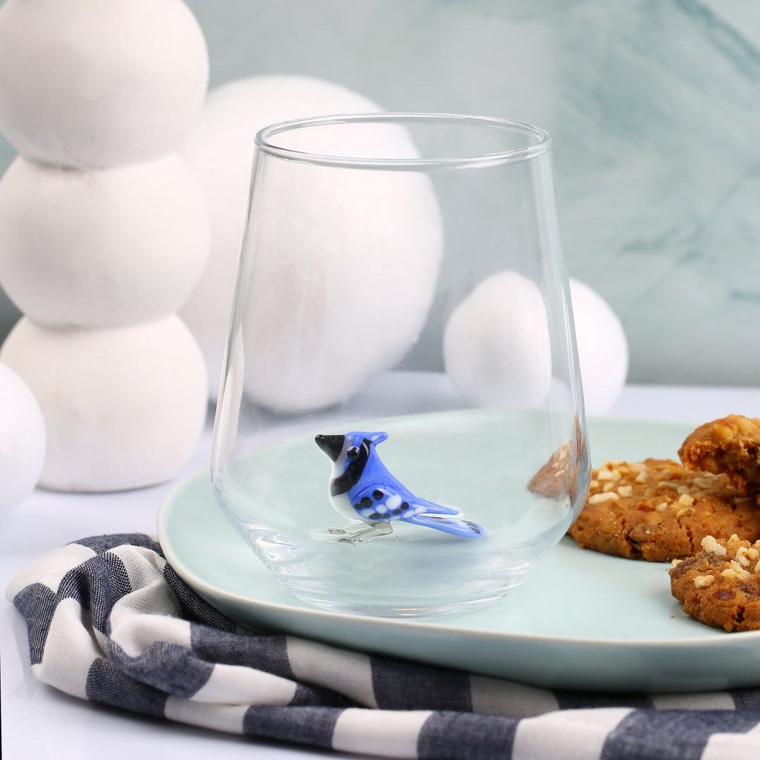 Blue Jay Stemless Glasses, Cute Bird Glasses, Bird Tumbler, Bird Lover ...