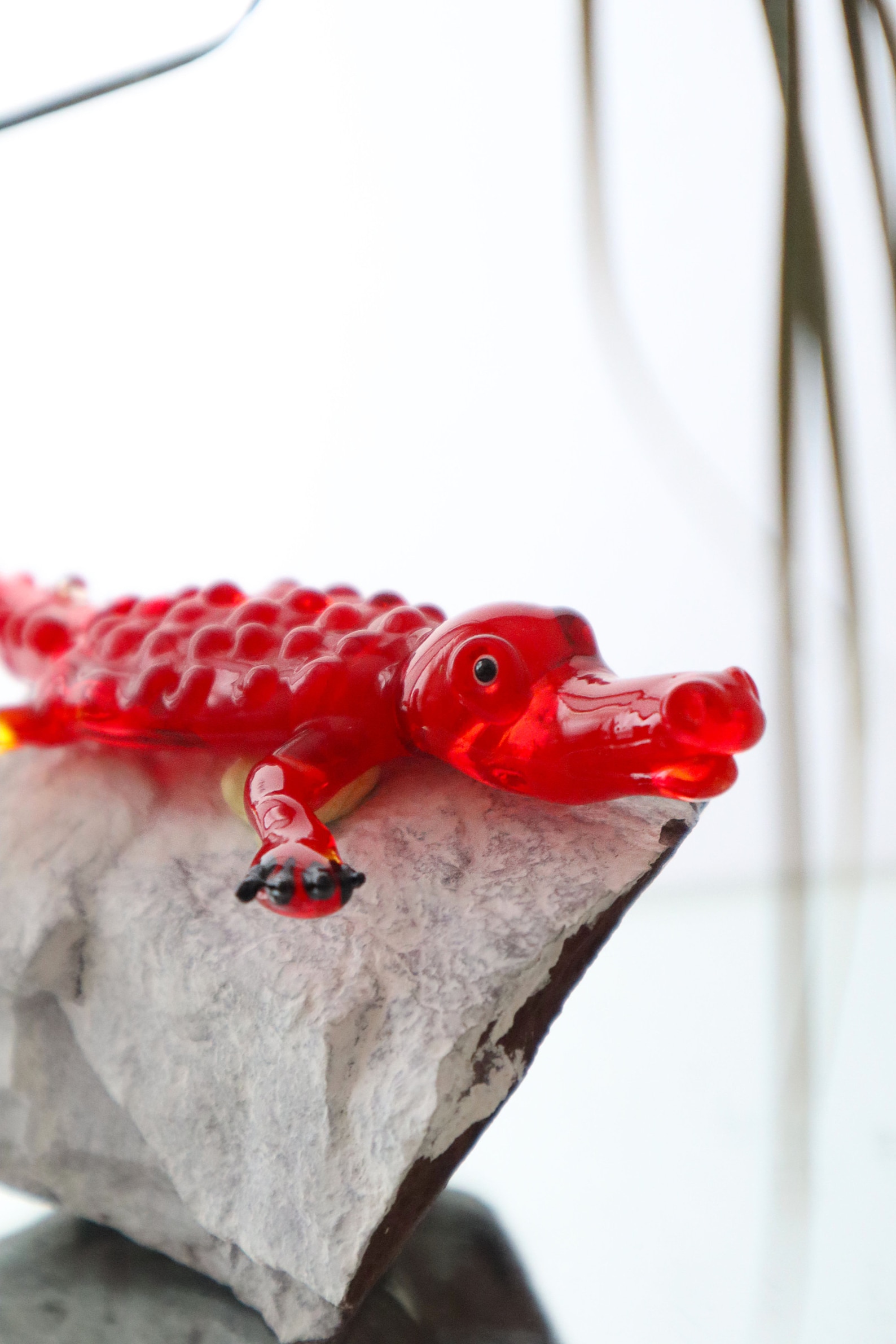 Art Glass Alligator Sculpture, Blown Glass Green Crocodile, Murano ...