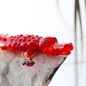 Art Glass Alligator Sculpture, Blown Glass Green Crocodile, Murano ...