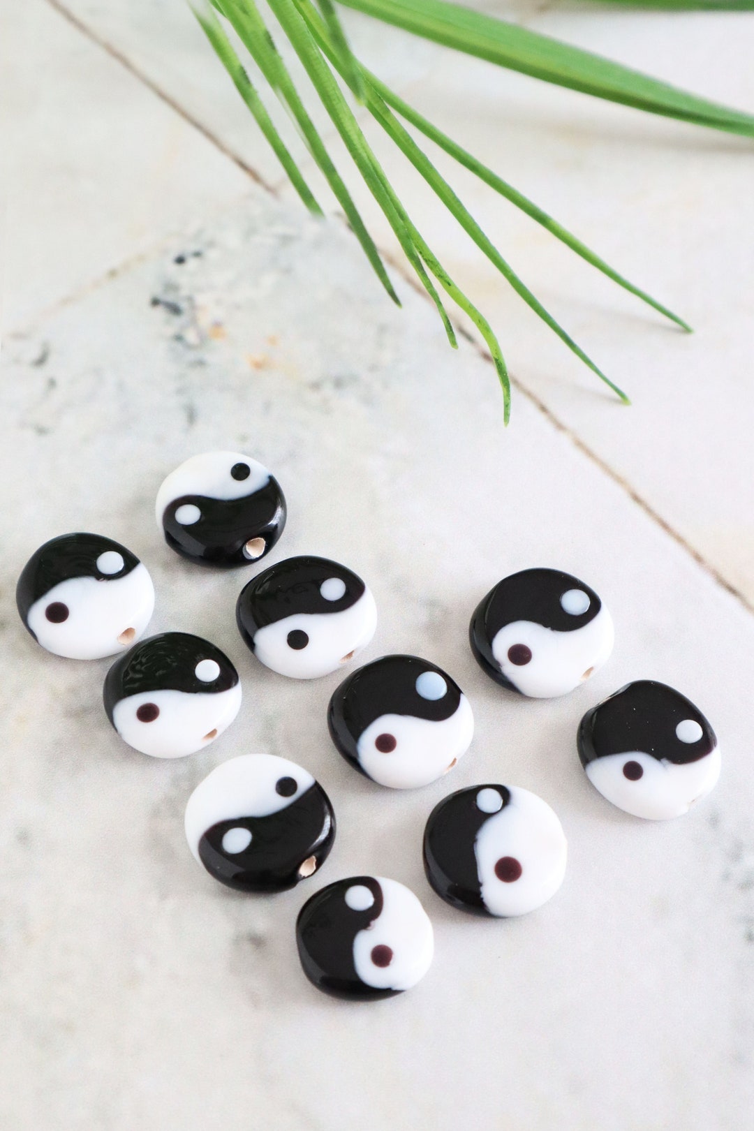 Murano Glass Yin Yang Spacer Beads, Lampwork Jewelry Making, Blown ...
