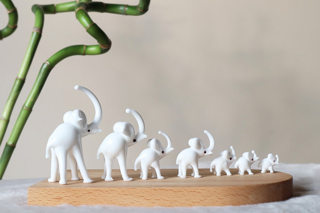Murano Glass Elephant Set 7, Glass Animals, Good Luck Glass Elephant ...