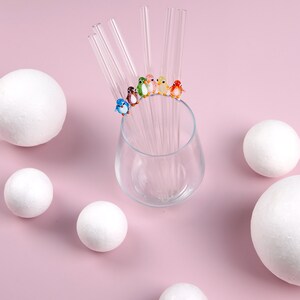 Handmade Glass Straw With Cute Penguin, Drinking Straw, Drinkware Glass ...