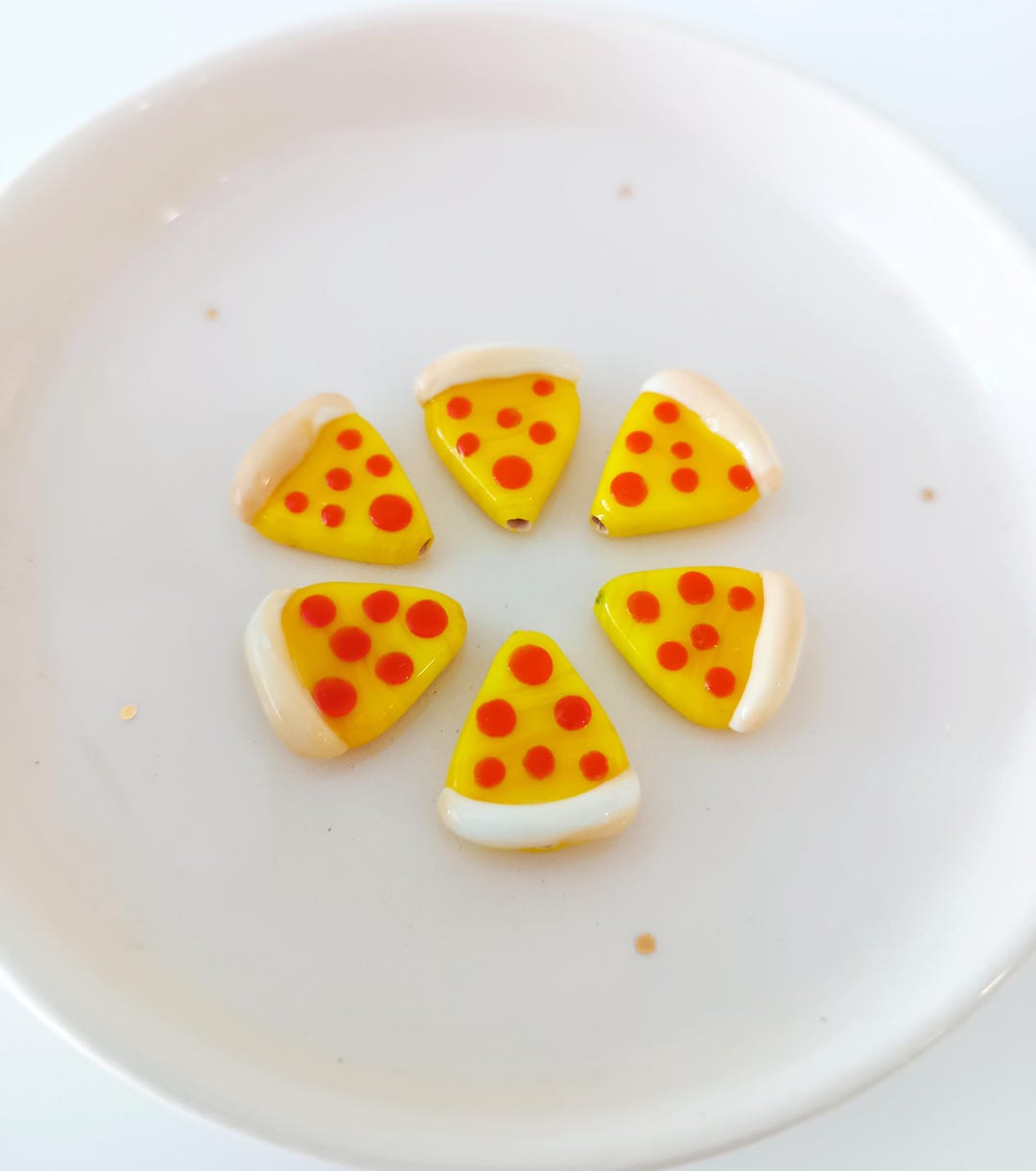 Murano Glass Pizza Bead, Food Spacer Charms, Lampwork Chef Earring ...