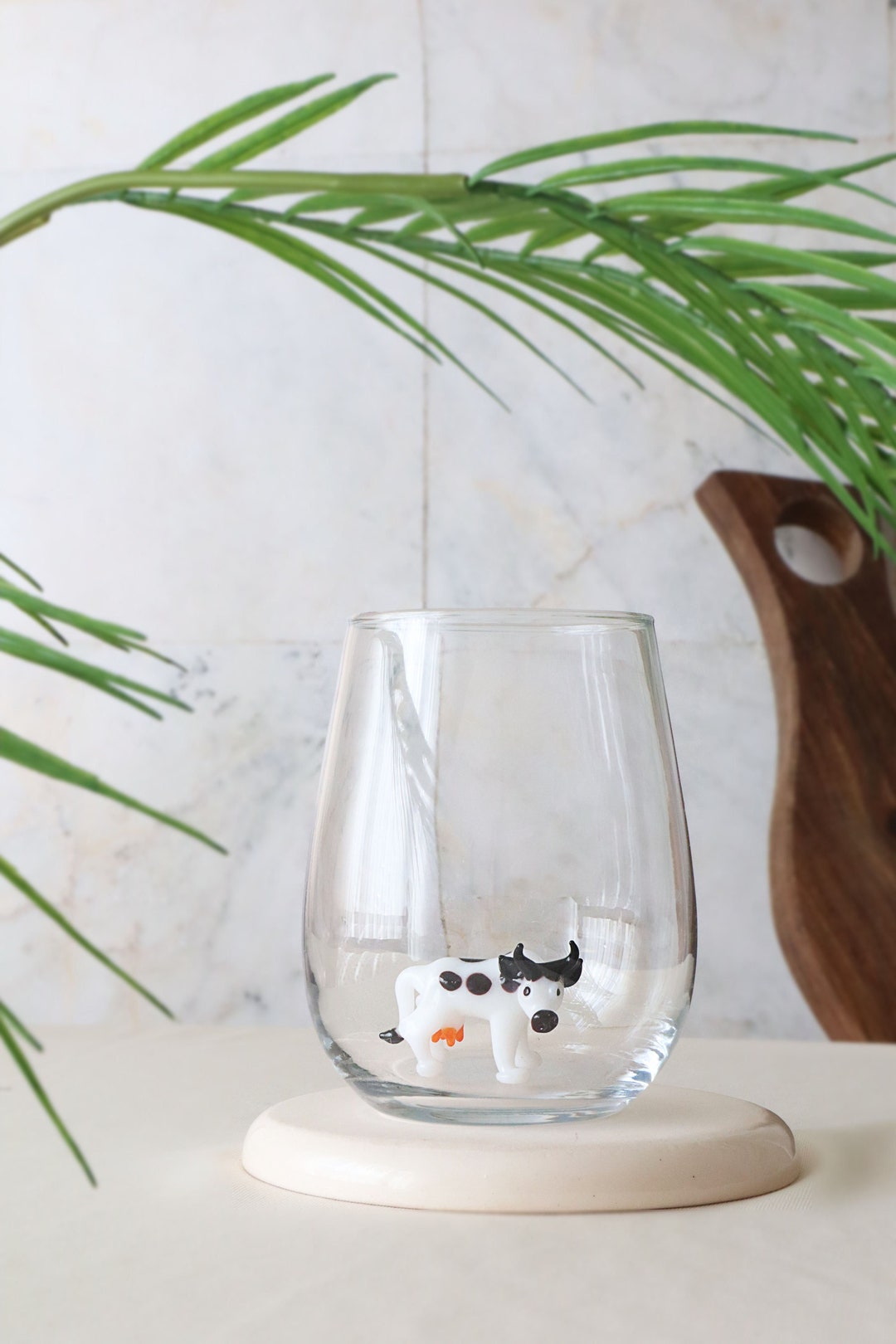 Handmade Glass Cow Cup, Farm Animal Glasses, Tiny Cow Drink Glass, Milk ...