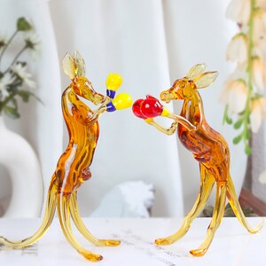 Kangaroo Glass Sculpture, Blown Glass Animal, Boxing Kangaroo Art ...
