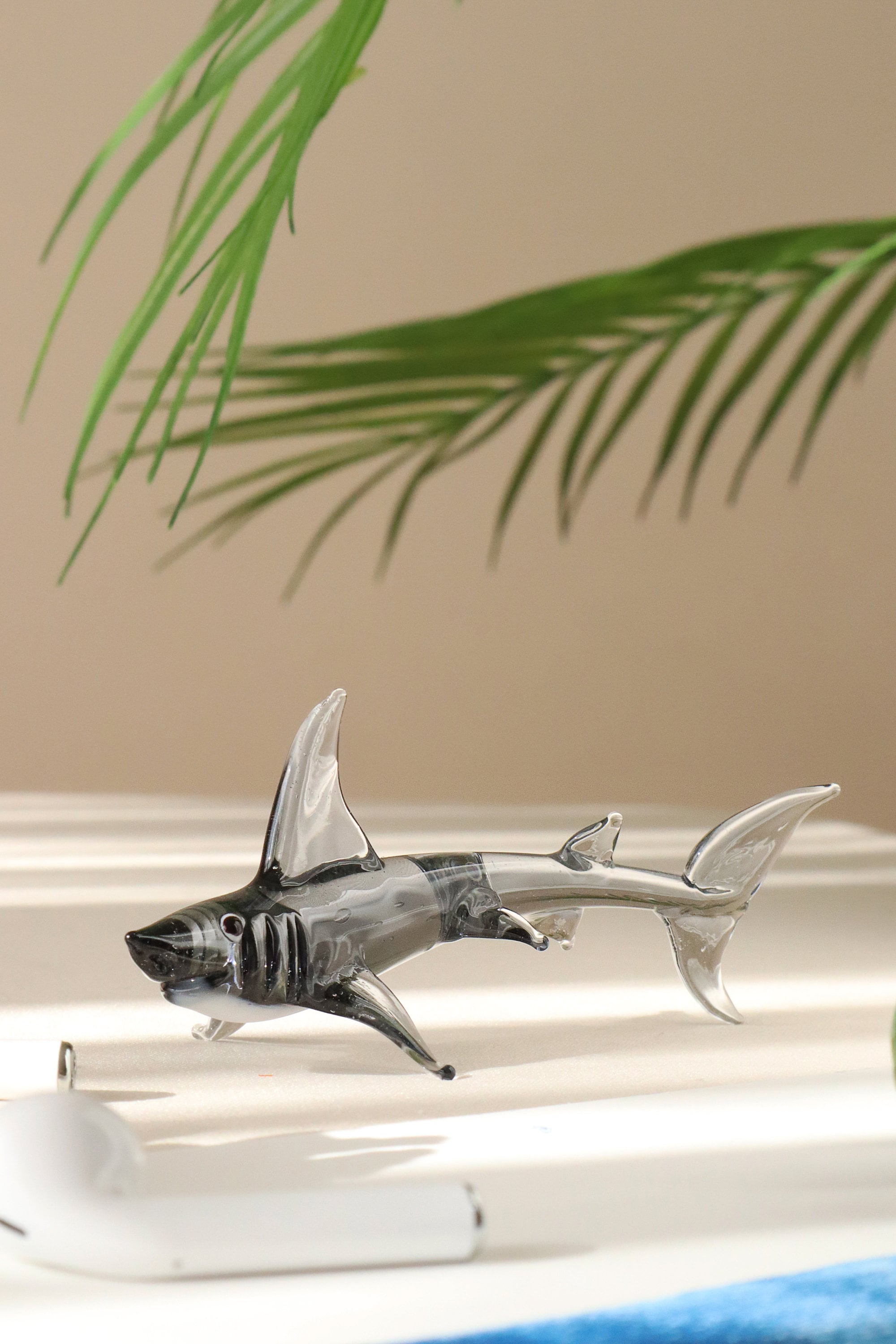 Glass Shark Figurine, Art Glass Fish, Blown Glass Shark, Shark ...