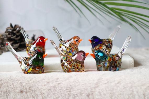 Miniature Murano Glass Birds Tiny Sparrow Colorful Birds | Etsy