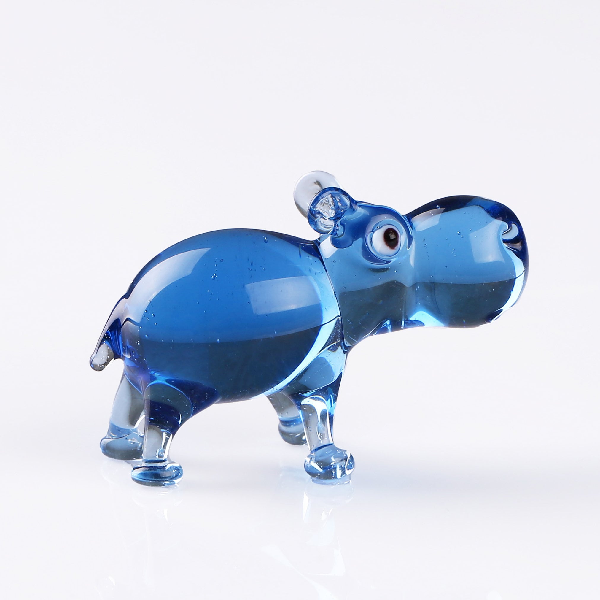 Lampwork Glass Miniature Hippo Figurine, Small Glass Animals ...