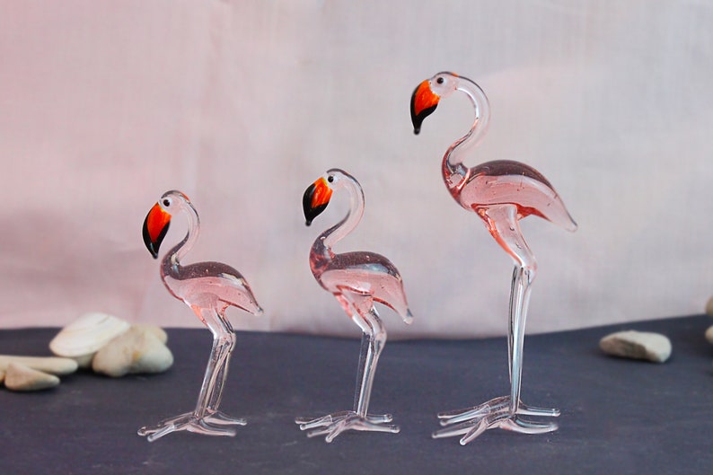Art Glass Flamingo Glass Birds Flamingo Decor Handmade - Etsy