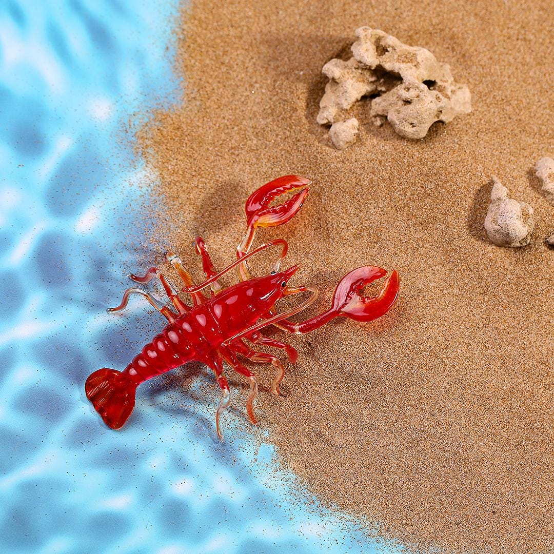 Glass Red Lobster Sculpture, Hand Blown Sea Animals, Lampwork Sea ...