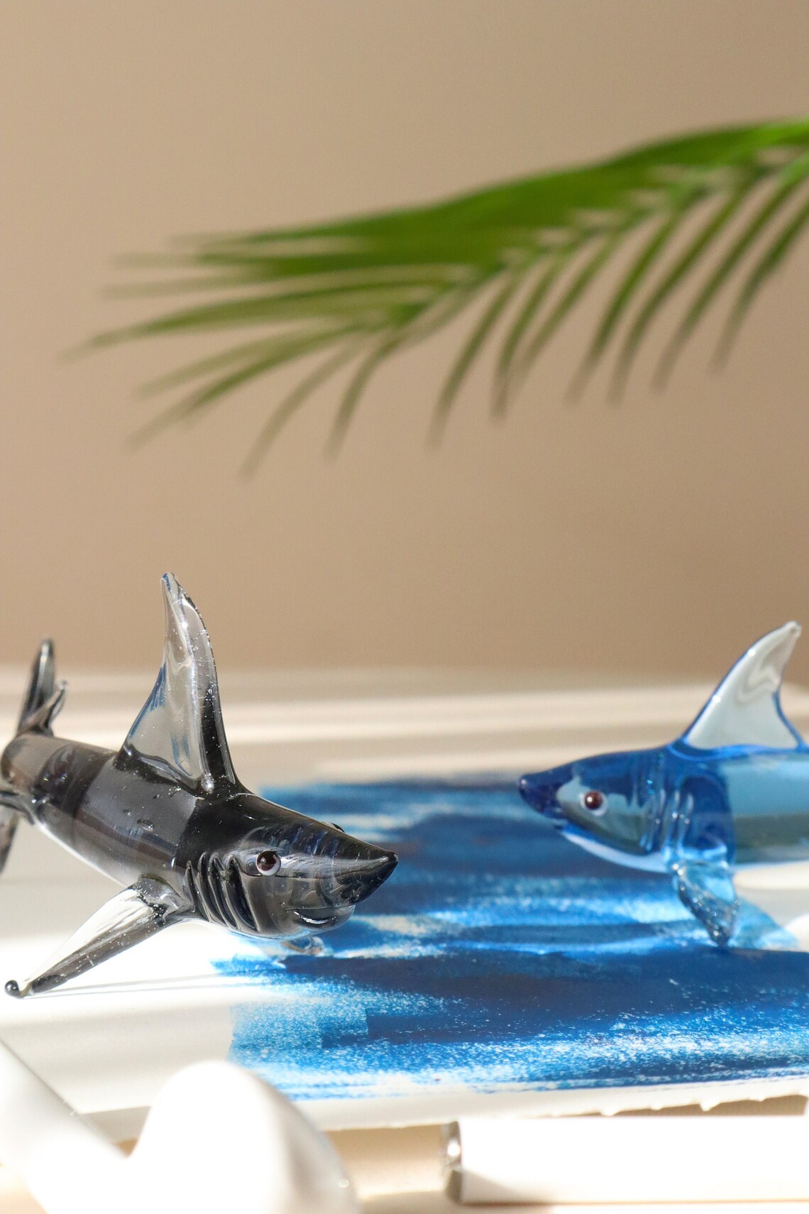 Glass Shark Figurine, Art Glass Fish, Blown Glass Shark, Shark ...