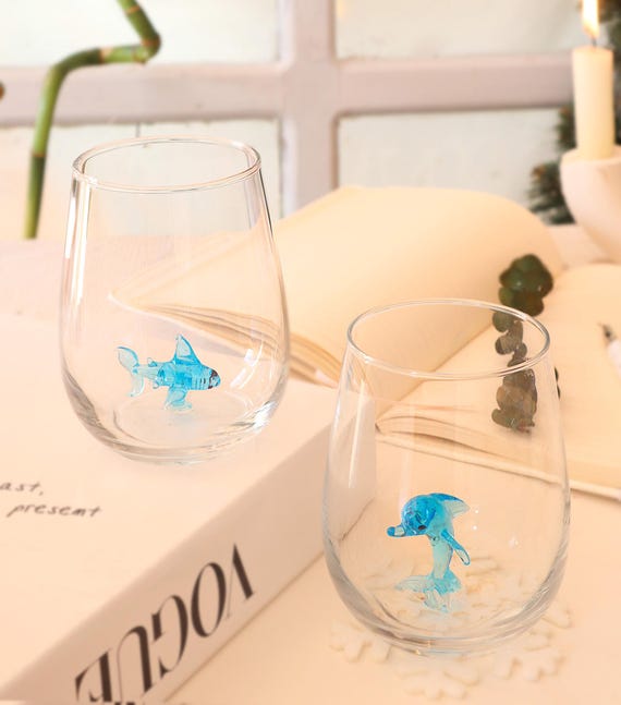 Ocean Animals Drink Glasses Glass Mug Glassware Set Beach Wine Glass Table Decor Water Cup Starfish Crab Octopus Dolphin Shark Etsy Ireland