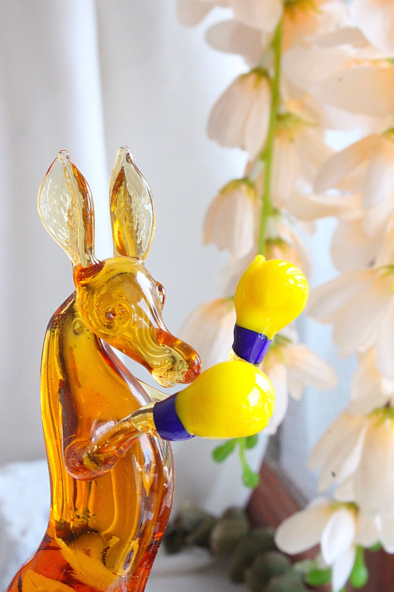 Kangaroo Glass Sculpture Blown Glass Animal Boxing Kangaroo - Etsy