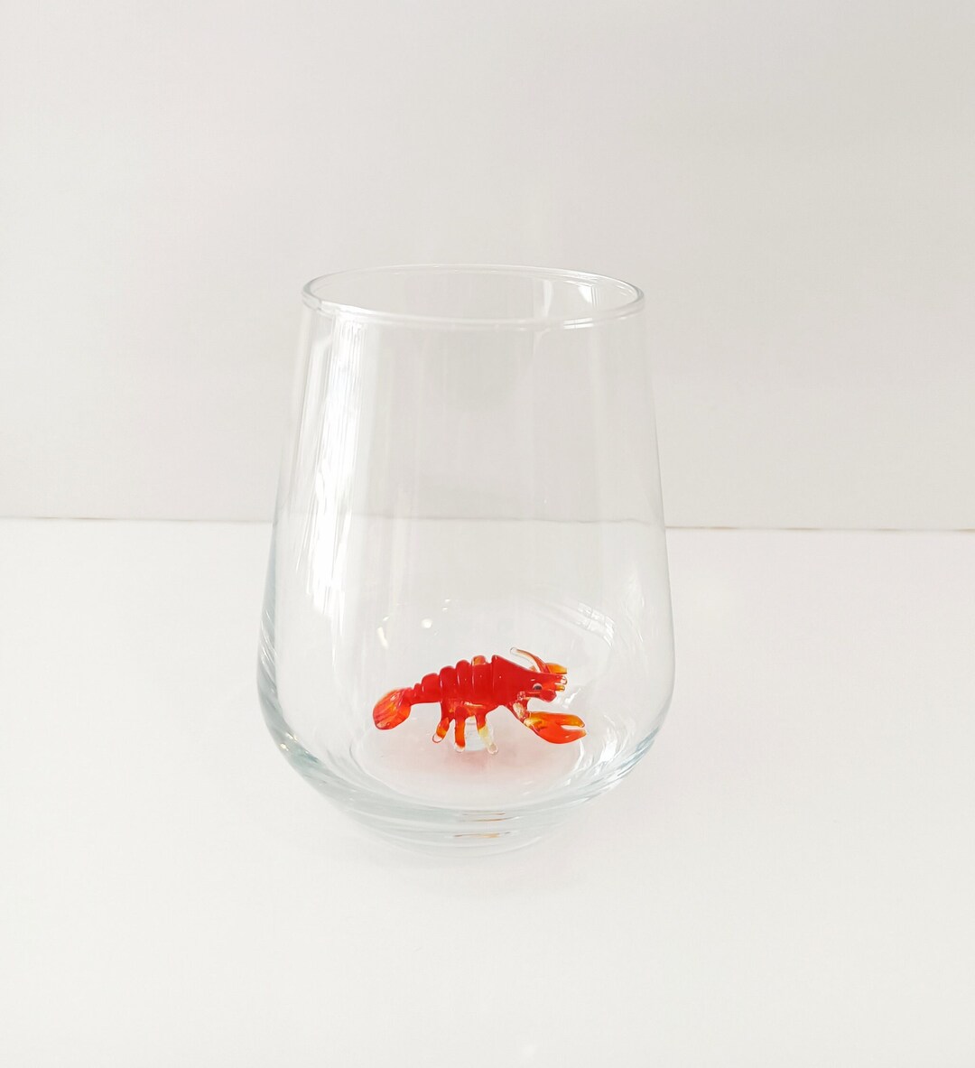 Red Lobster Drink Glass, Ocean Animal Glass Mug, Handmade Glassware ...