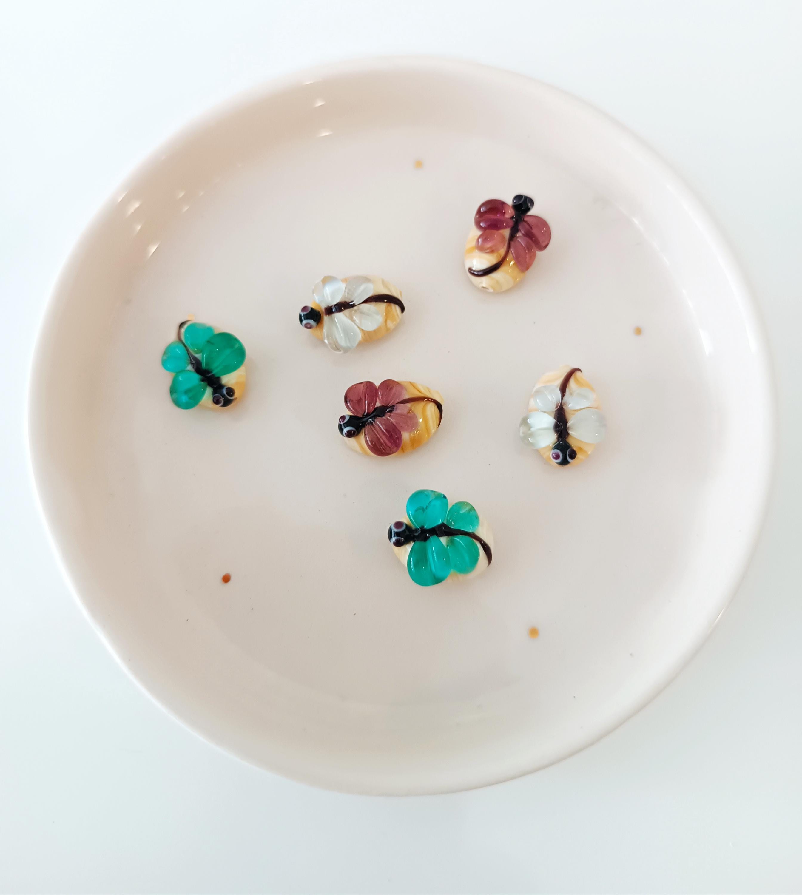 Dragonfly Glass Beads, Lampwork Insect Bead, Cute Colorful Dragonfly ...