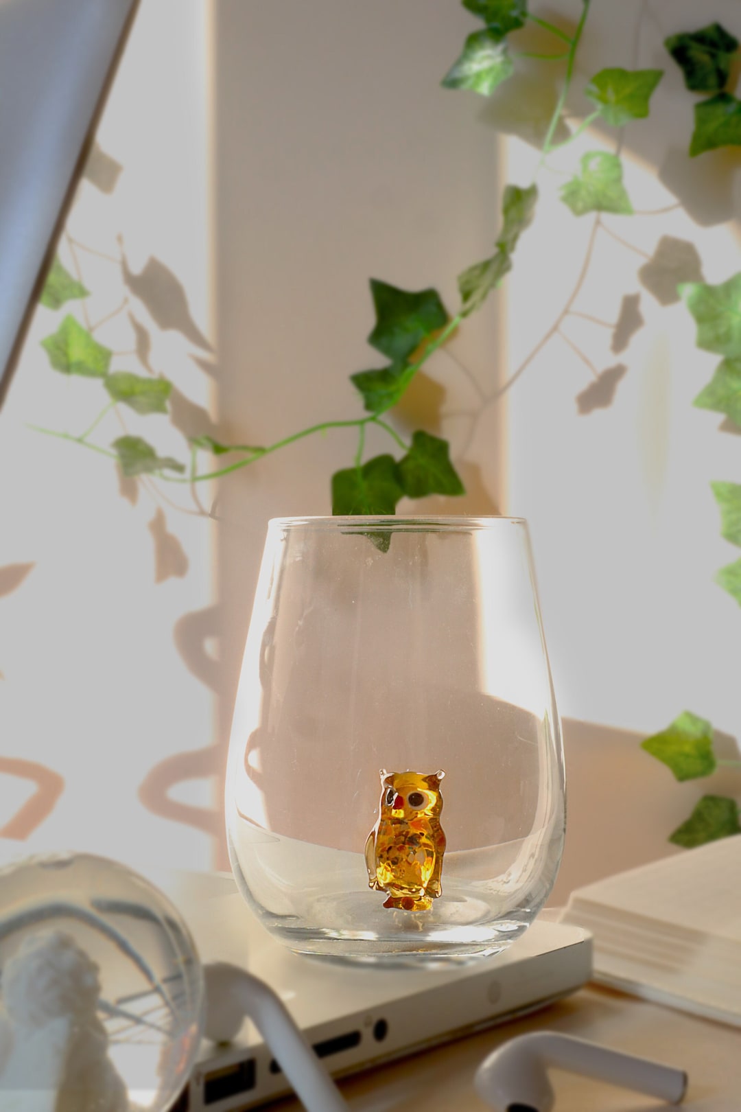 Handmade Drink Glass With Tiny Owl, Glass Water Cup, Owl Cup, Glass Mug ...