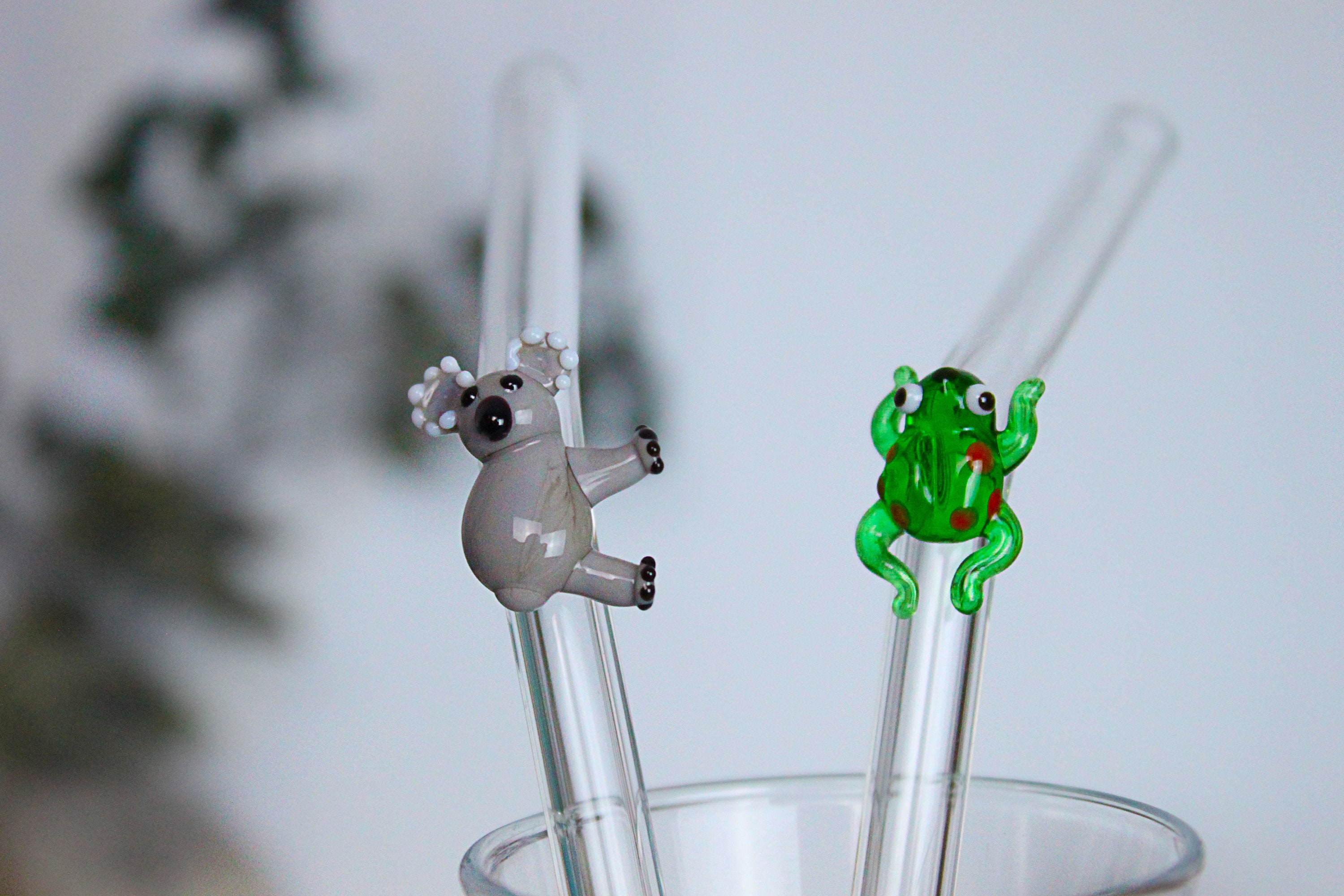 Blown Glass Straw Bubble Tea Straw Reusable Glass Koala - Etsy