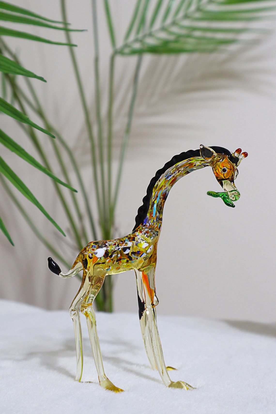 Art Glass Giraffe With Baby Sculpture Miniature Giraffe | Etsy