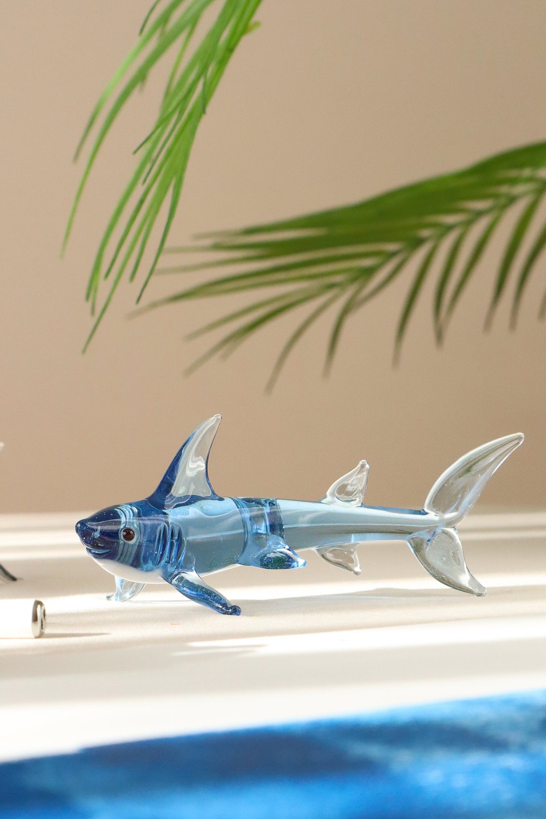 Glass Shark Figurine, Art Glass Fish, Blown Glass Shark, Shark ...