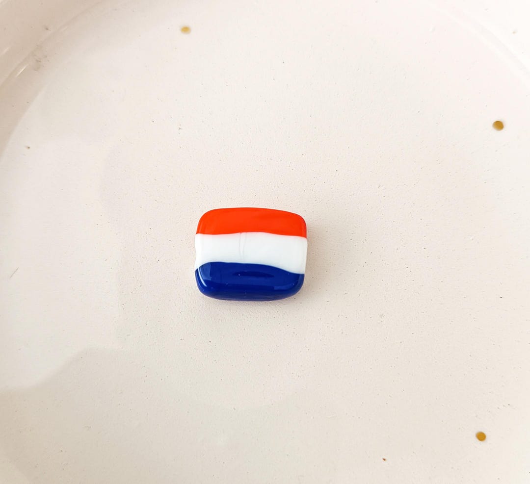 Murano Glass France Flag Bead, French Flag Spacer Charm, DIY Jewelry ...