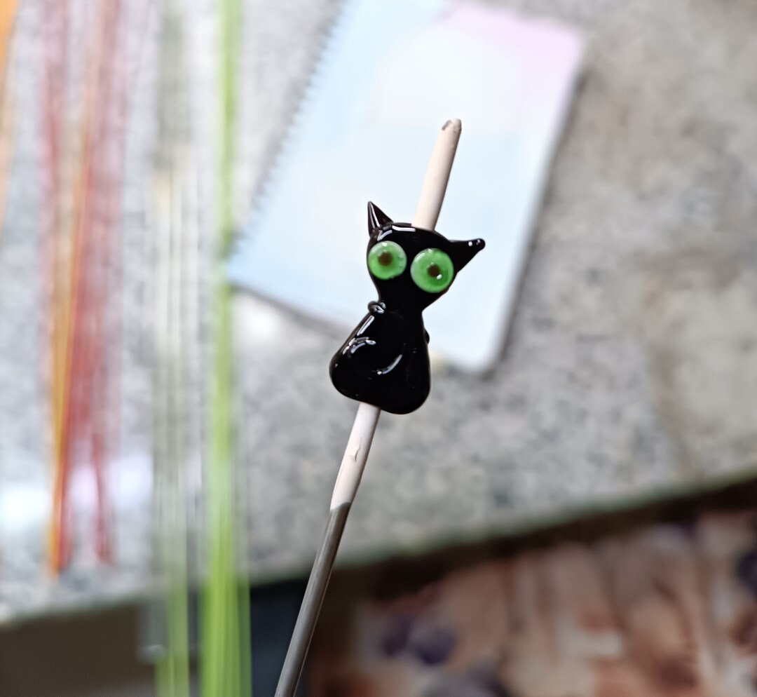 Murano Glass Black Cat Bead, Lampwork Fall Halloween Bead, Spooky ...