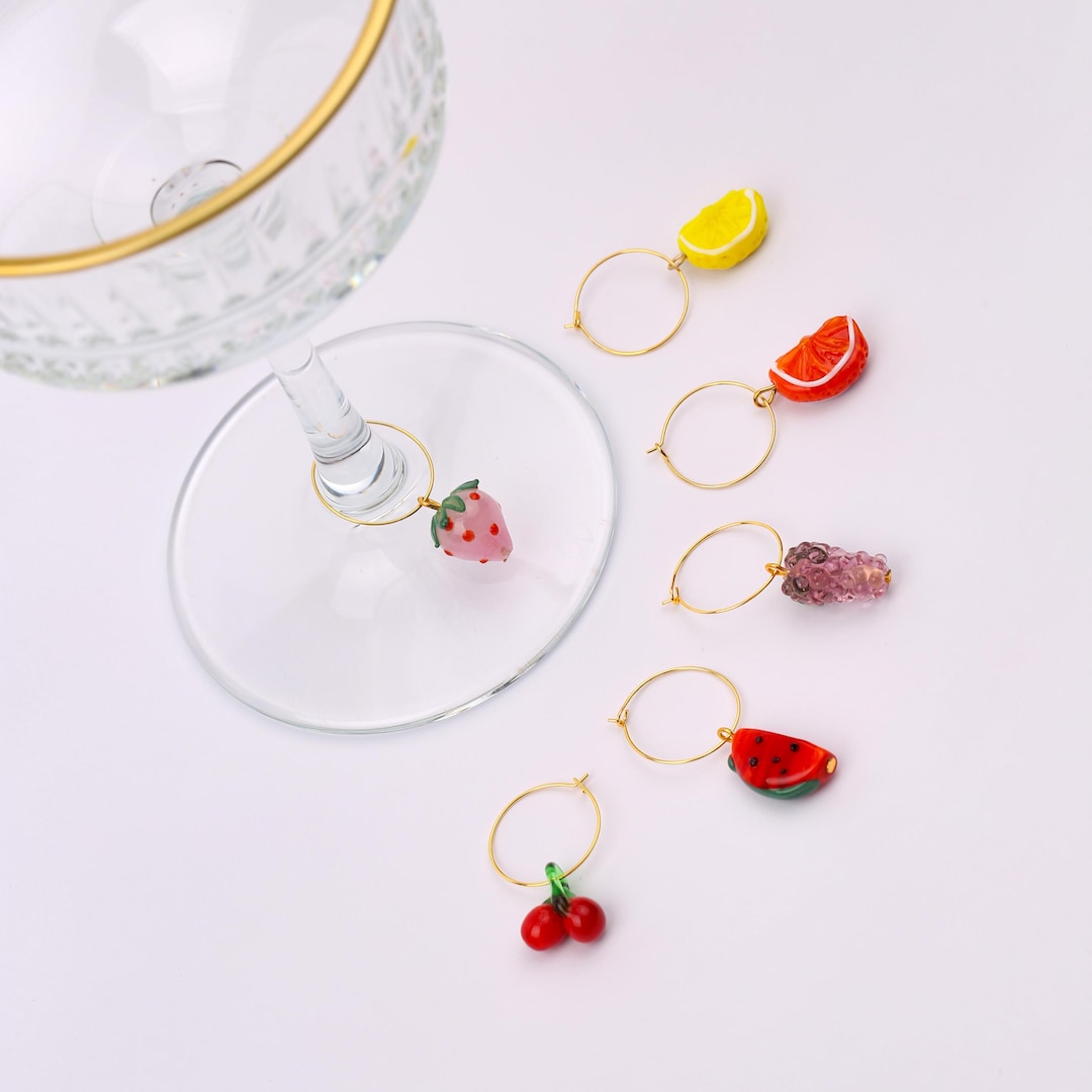 Fruit Decor Wine Glass Charm, Wine Rings, Cocktail Glass Decoration ...