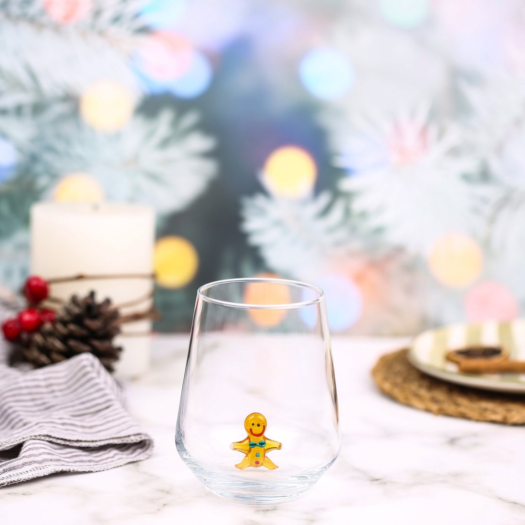 Gingerbread Man Themed Glass Cup, Christmas Mug, Holiday Drinking Cup ...