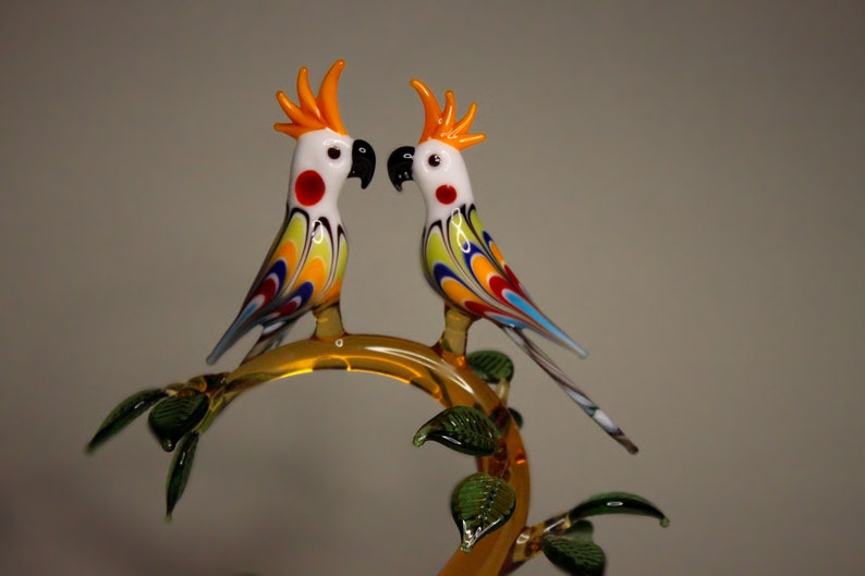 Glass Art Parrot, Hand Blown Bird Ornament, Murano Glass Birds, Parrot ...